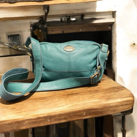 Fossil | Bags | Fossil Teal Leather Crossbody Bag | Poshmark